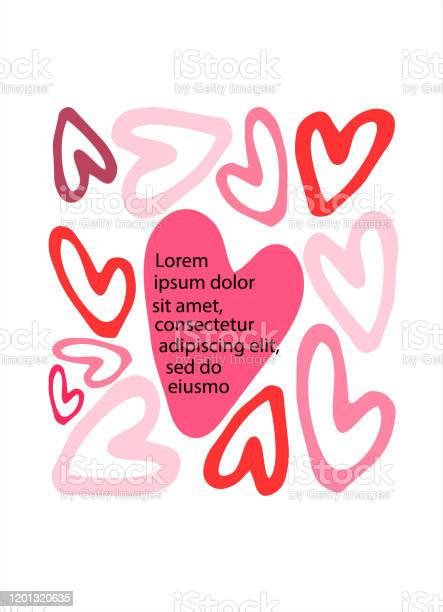손으로 그린 하트와 텍스트에 대한 공간이있는 수직 배경 발렌타인 데이 결혼식 날 생일 컨셉 0명에 대한 스톡 벡터 아트 및 기타 이미지 Istock