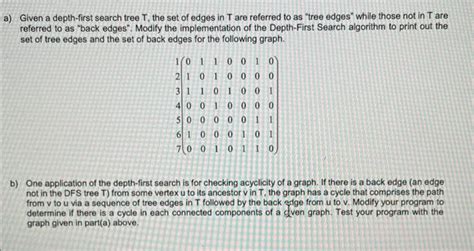 solved given a depth first search tree t the set of edges