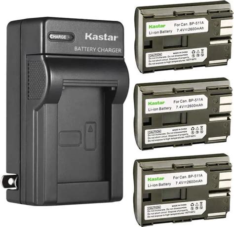Kastar 3 Pack Bp 511 Bp 511a Battery And Ac Wall Charger Compatible