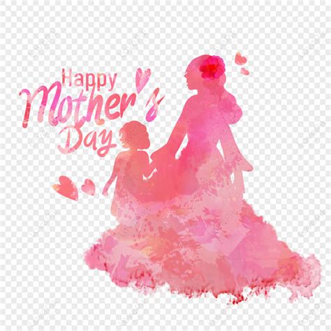 어머니와 아이 일러스트 손을 잡고 수채화 꽃 어머니 축제입니다 만화 행복했어 Png 일러스트 무료 다운로드 Lovepik