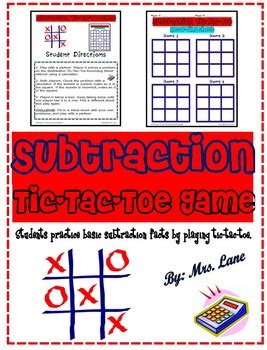 Subtraction Tic Tac Toe Game By Mrs Lane Teachers Pay Teachers
