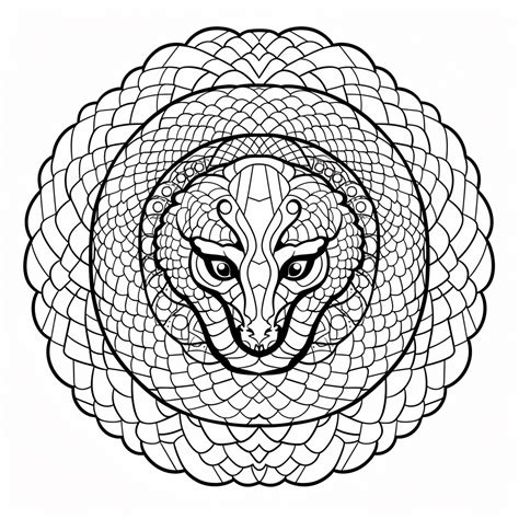 Intricate Python Mandala For Adults Coloring Page