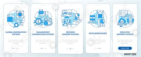 Common Types Of Information Systems Blue Onboarding Mobile App Screen Stock Vector 4991589