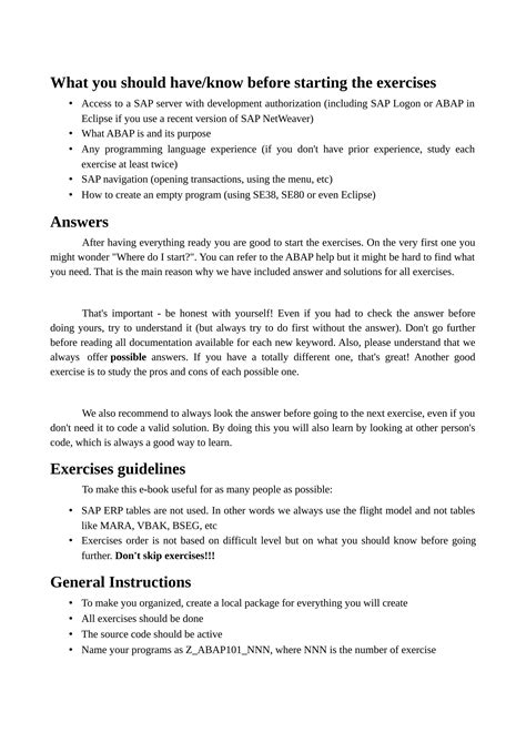 Ebook Abap 101 Exercises Beginner Starting From Scratch Pdf