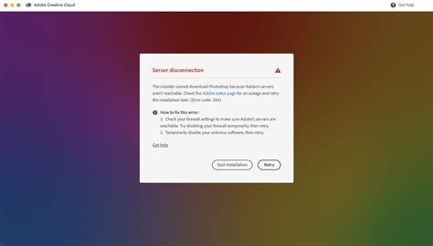 Re Need Help One Server Connection Error Code 206 Adobe Community
