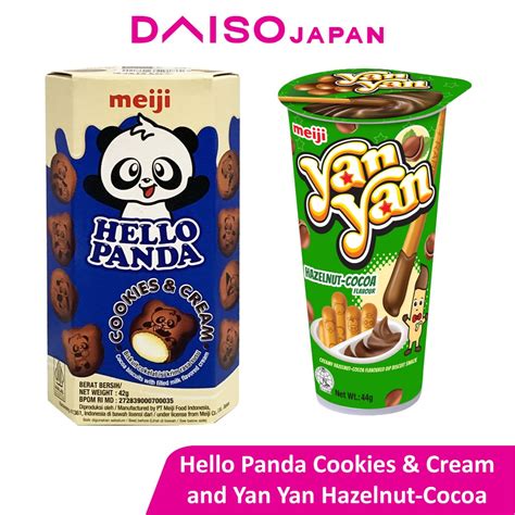 Daiso Meiji Hello Panda Cookies And Cream And Yanyan Hazelnut Cocoa