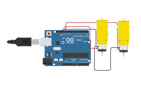 Circuit Design Multiple Hobby Gear Motor Control Using Arduino Tinkercad