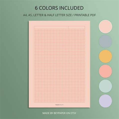Printable Graph Paper 6 Different Colors Of Graph Papers Journal