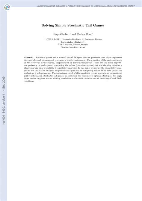 pdf solving simple stochastic tail games