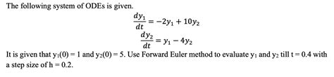 solved the following system of odes is given