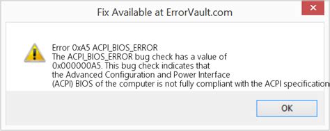 how to fix error 0xa5 acpi bios error the acpi bios error bug check