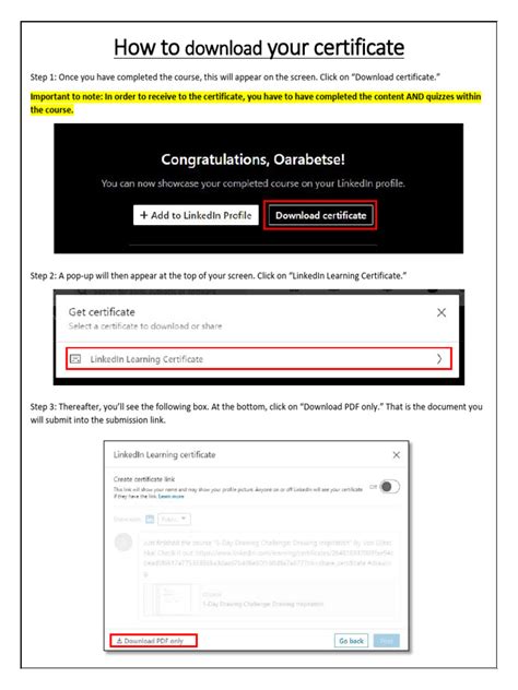 how to download your linkedin learning certificate pdf