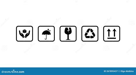 Fragile Package Signs Set Icons Set Vector Stock Vector Illustration Of Transport Pack 267895437