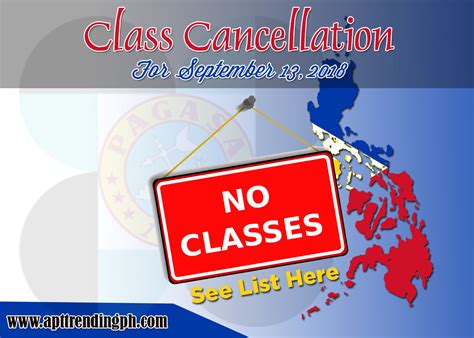 No Classes Class Cancellations For Thursday September 13 2018 Ph