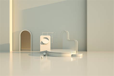 흰색 기하학적 배경의 3d 렌더링입니다 현대 최소한의 디자인의 기하학적 모양 프로모션 화장품 배경 제품 쇼를위한 미니멀 한 모형 0명에 대한 스톡 사진 및 기타 이미지