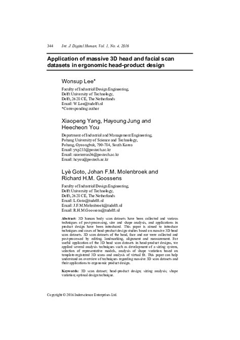 Pdf Application Of Massive 3d Head And Facial Scan Datasets In