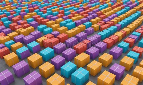 3d Grid Colorful Cubes In Shades Orange Blue Purple And Pink Arranged In Diagonal Pattern