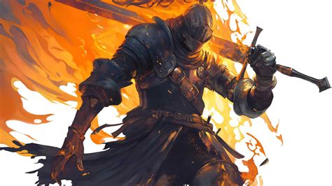 黑暗之魂骑士火焰桌面壁纸 极简壁纸