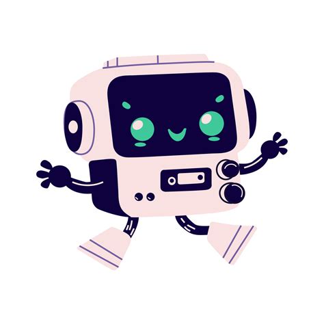 Cute Robot In Retro Futuristic Style Android Bot Character Smart Cute Robot In Retro Futuristic Style Android Bot Character Smart