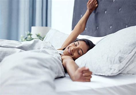 Positive Start Woman Stretches In Bed Person Morning Stretch Photo Background And Picture For