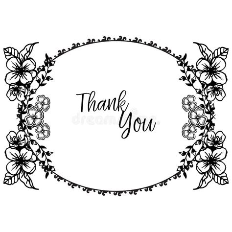 Elegant Floral Frame With Design Lettering Of Thank You Template Of