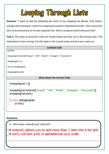 Python Programming Working With 1d Listsarrays Skill Level