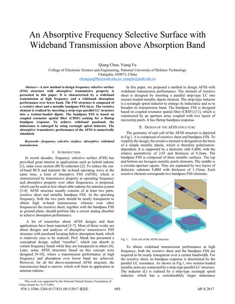 Pdf An Absorptive Frequency Selective Surface With Wideband