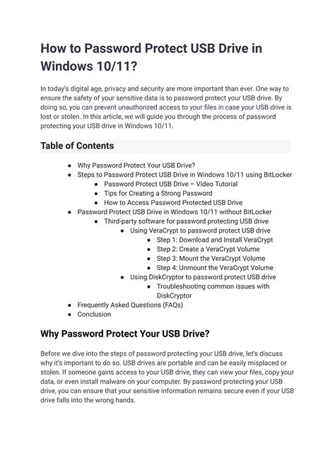 How To Password Protect Usb Drive In Windows 10 And 11 Pdf Operating