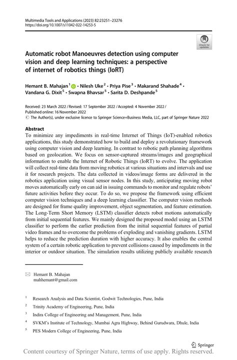 Automatic Robot Manoeuvres Detection Using Computer Vision And Deep Learning Techniques A