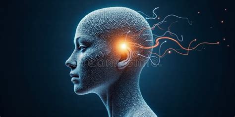 Neural Interface Human Head With Brain Activity Visualized Stock Illustration Illustration Of