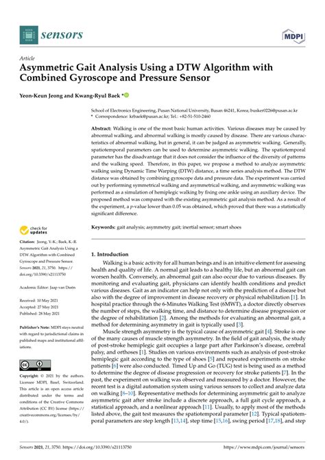 Pdf Asymmetric Gait Analysis Using A Dtw Algorithm With Combined