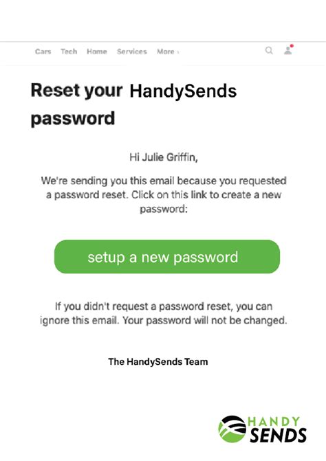 Password Reset Email Message Examples Tips HandySends