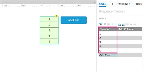 filtering repeater rows · axure docs