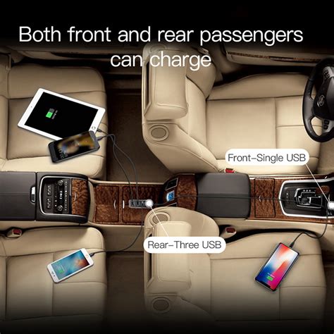 Baseus Enjoy Port USB Car Charger Cable Hub For Phone Tablet