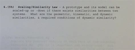 solved 4 5s scaling similarity law a prototype and its