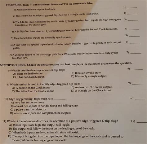 Solved True False Write T If The Statement Is True And
