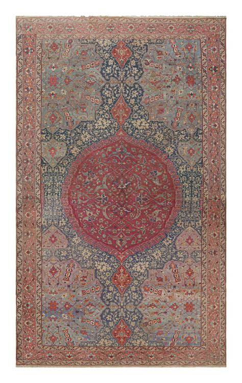 Antique Oushak Kilim Square Rug In Red And Indigo With Medallion Rug