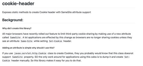 java library to support samesite cookie restrictions by browsers