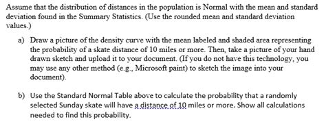 Solved Summary Statistics Column Mean Std Dev Distance Chegg