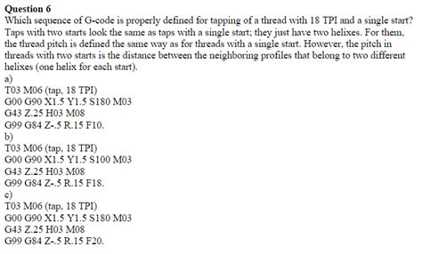 Solved Question Which Sequence Of G Code Is Properly Chegg
