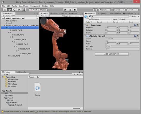 animating our unity model for hololens through the interface