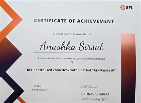 Anushka Sirsat On Linkedin I Am Pleased To Announce That I Have Received A Certificate Of 15