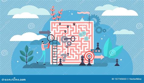 Problem Solving Vector Illustration Tiny Solution Finding Persons