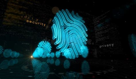 Fingerprint Cyber Id Security And Identity Symbol Digital Concept 3d Illustration Stock