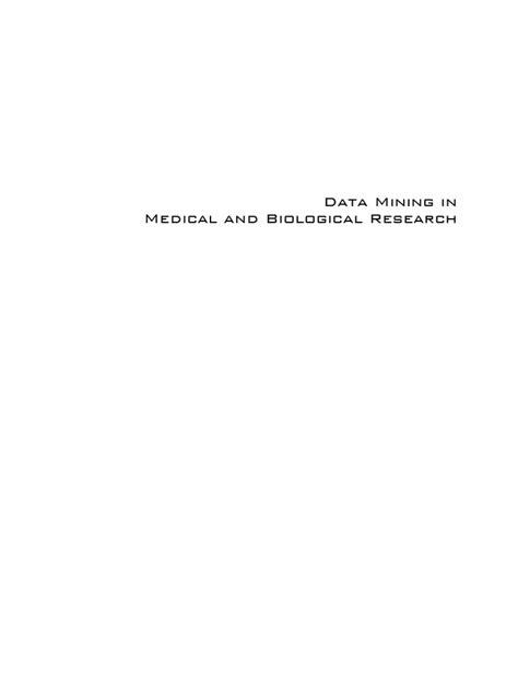 Data Mining In Medica And Biological Research Pdf