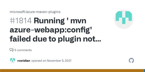 Running Mvn Azure Webappconfig Failed Due To Plugin Not Found