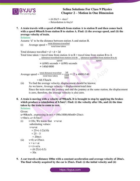 Selina Solutions Class 9 Concise Physics Chapter 2 Motion In One Dimension Download Free Pdf