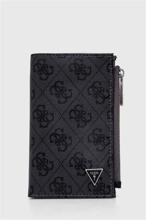 Кожаный кошелек Guess мужской цвет серый | ANSWEAR.ua
