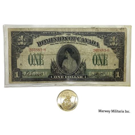Ppcli Related Dominion Of Canada One Dollar Bill With Princess Patricia And Challenge Coin