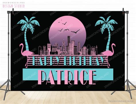 Miami Vice Backdrop Banner Custom Miami Vice 80s Party Backdrop 80s
